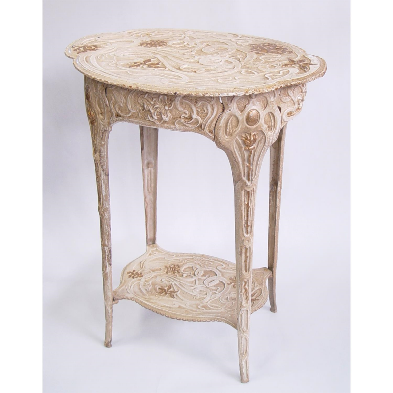 Masuta Art Nouveau alba din fonta