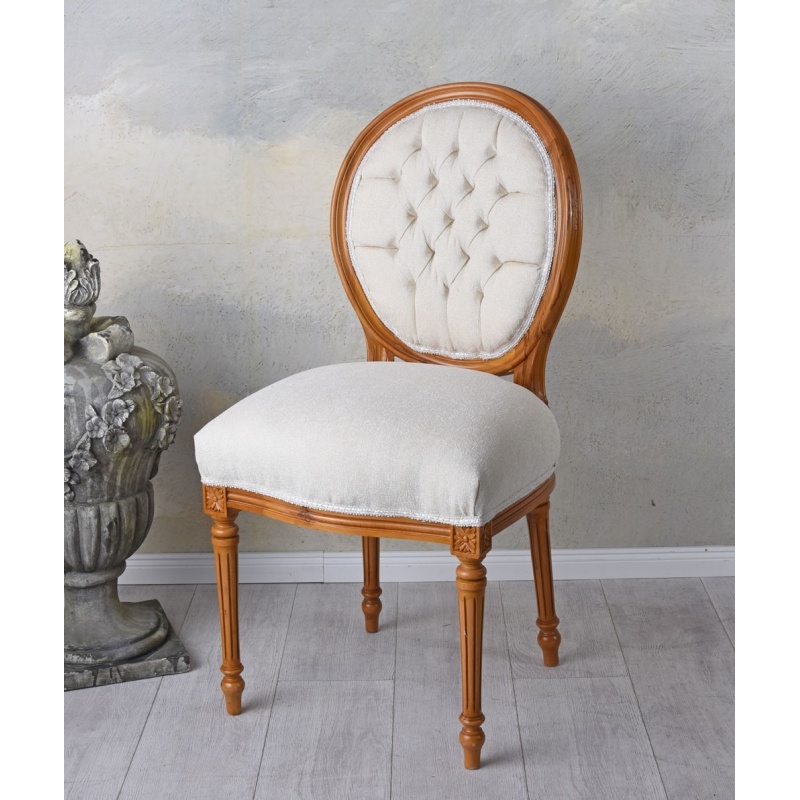 Scaun baroc din lemn mahon cu tapiterie grej