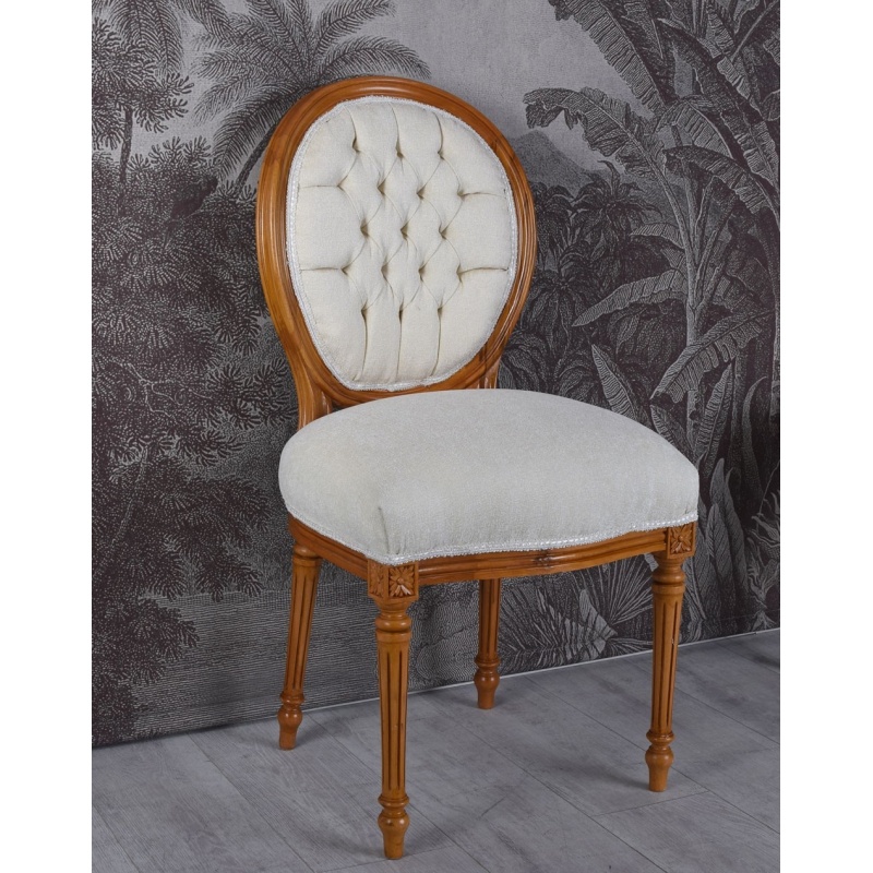 Scaun baroc din lemn mahon cu tapiterie grej