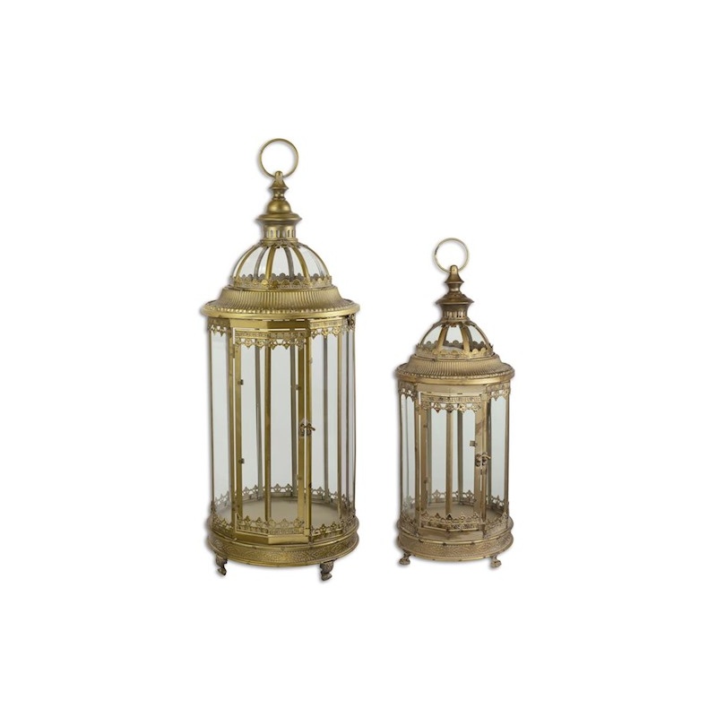 Set doua felinare din metal auriu antichizat