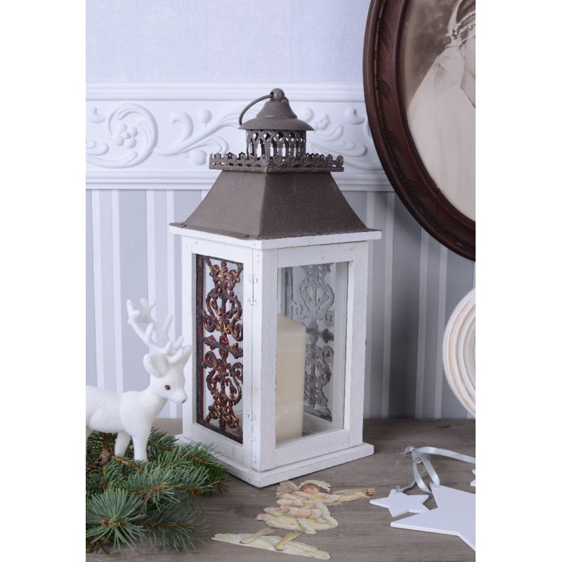 Felinar din lemn masiv antichizat