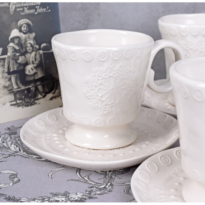 Set patru cesti de cafea din portelan alb
