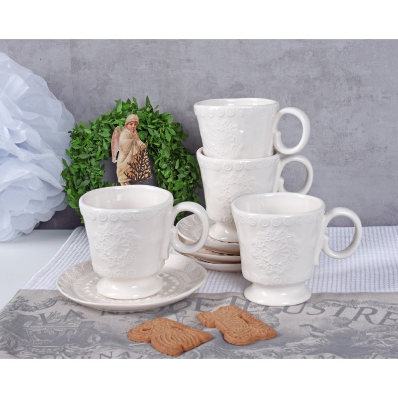 Set patru cesti de cafea din portelan alb