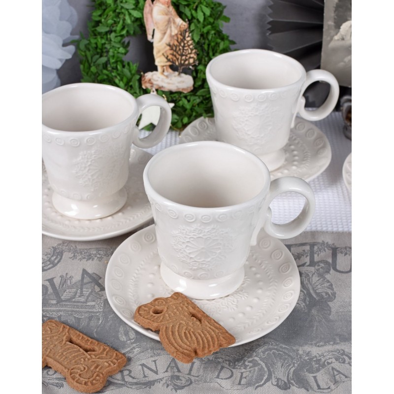 Set patru cesti de cafea din portelan alb